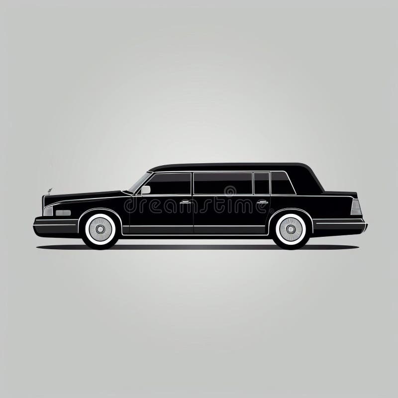 Elegant Black Limousine Illustration on Gray Background Stock ...