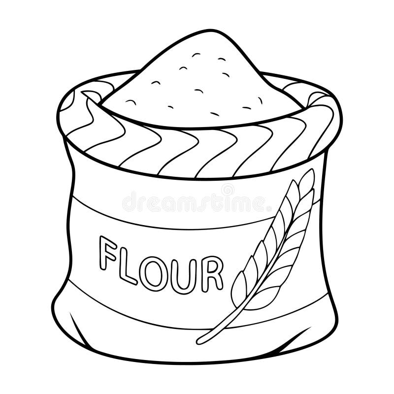 Black and White Illustration of a Flour Bag Stock Illustration ...