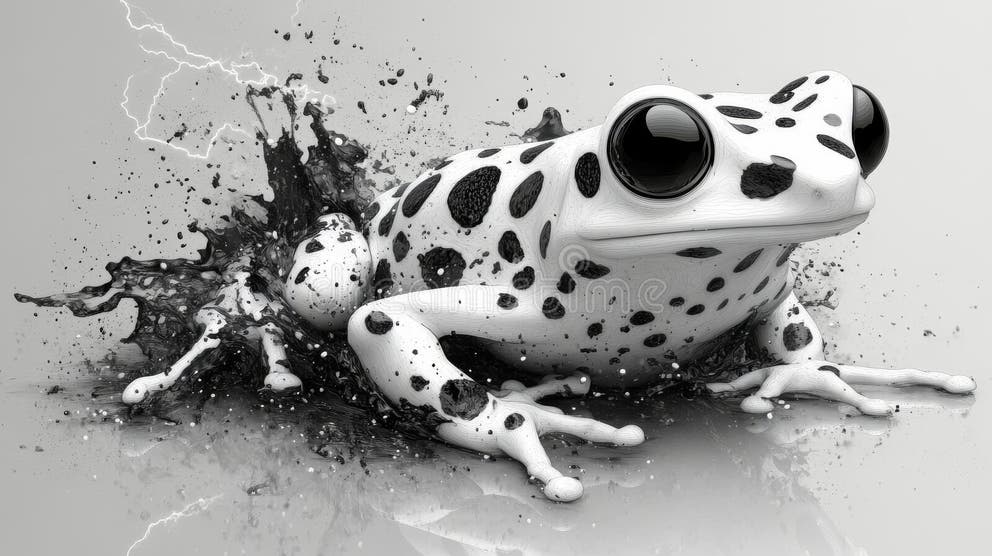 A Black and White Illustration of a Frog, Highlighted by a Radiant ...