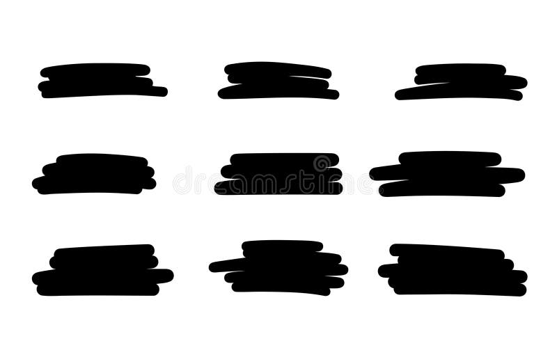 Black and White Illustration of Hand-drawn Brush Strokes, Text Box ...