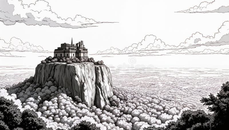 Historic Castle Perched Atop Majestic Cliff Overlooking Vast Forest ...