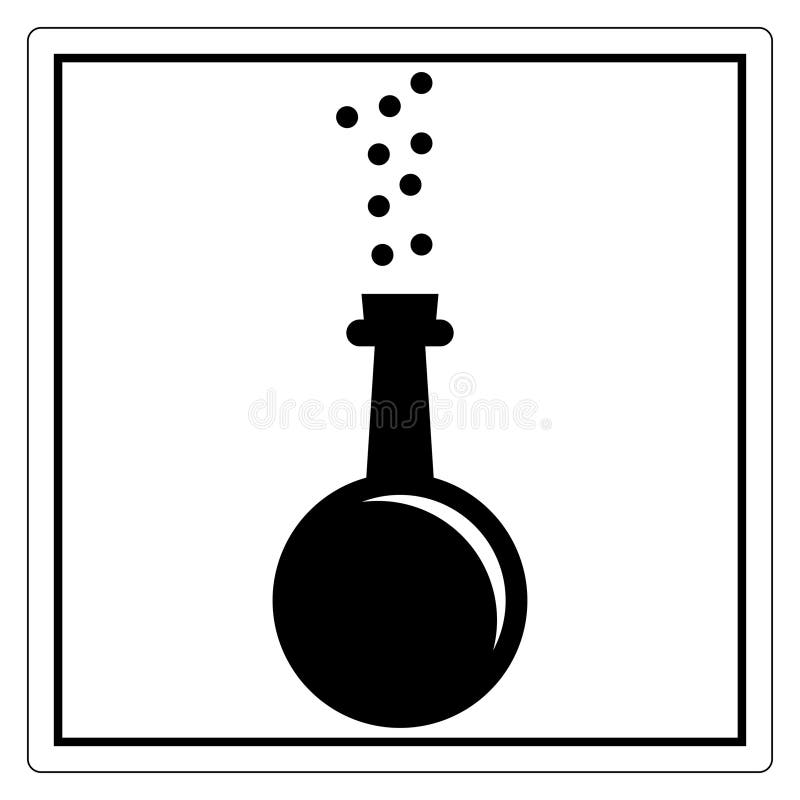 Black and White Illustration of Laboratory Flask with Bubbles Rising ...