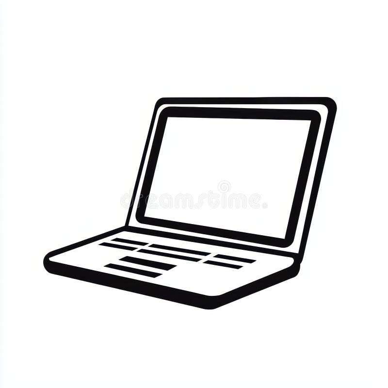 Black White Illustration Laptop Computer Depicted Stock Illustration ...