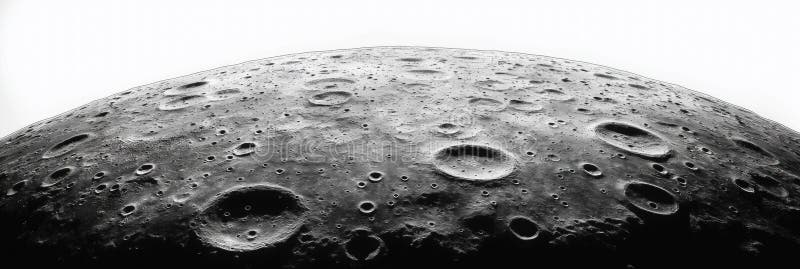 Black, White Illustration of Lunar Surface with Craters. Large, Dark ...