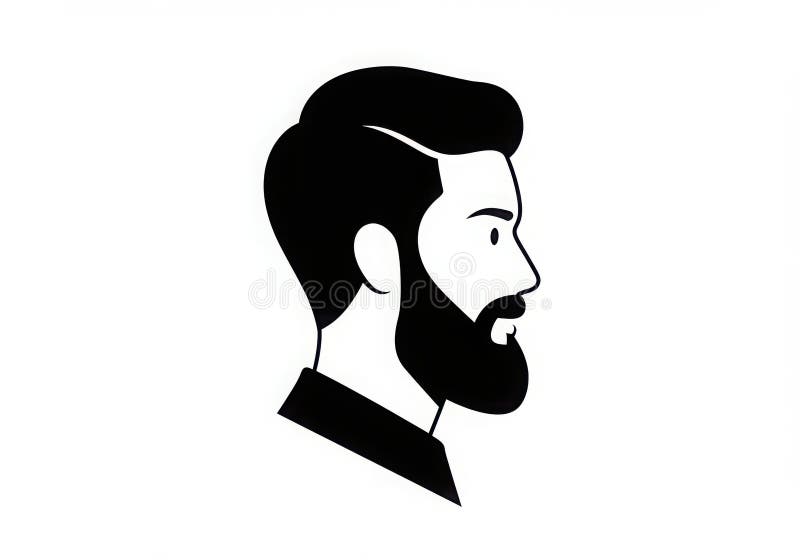 Illustration of a Man with Beard in Profile View Black Stock ...