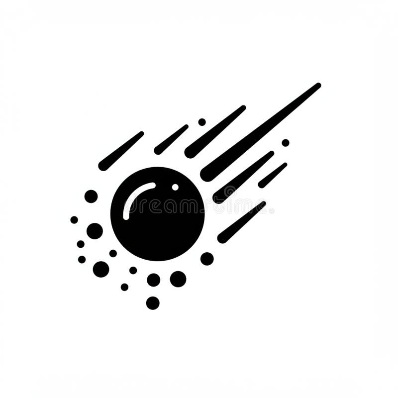 Black and White Illustration of a Meteor or Comet, Featuring a Circular ...