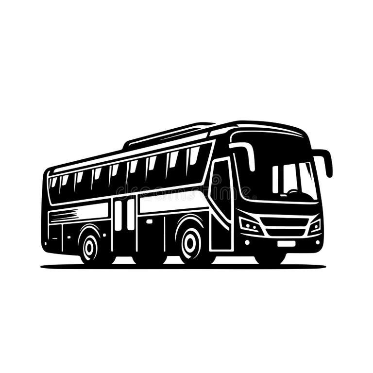 Black and White Illustration of a Modern Bus Silhouette Vector Style ...