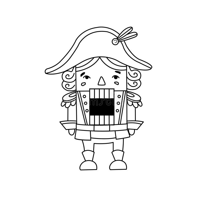 A Black and White Illustration of a Nutcracker. Christmas Coloring Page Stock Vector ...