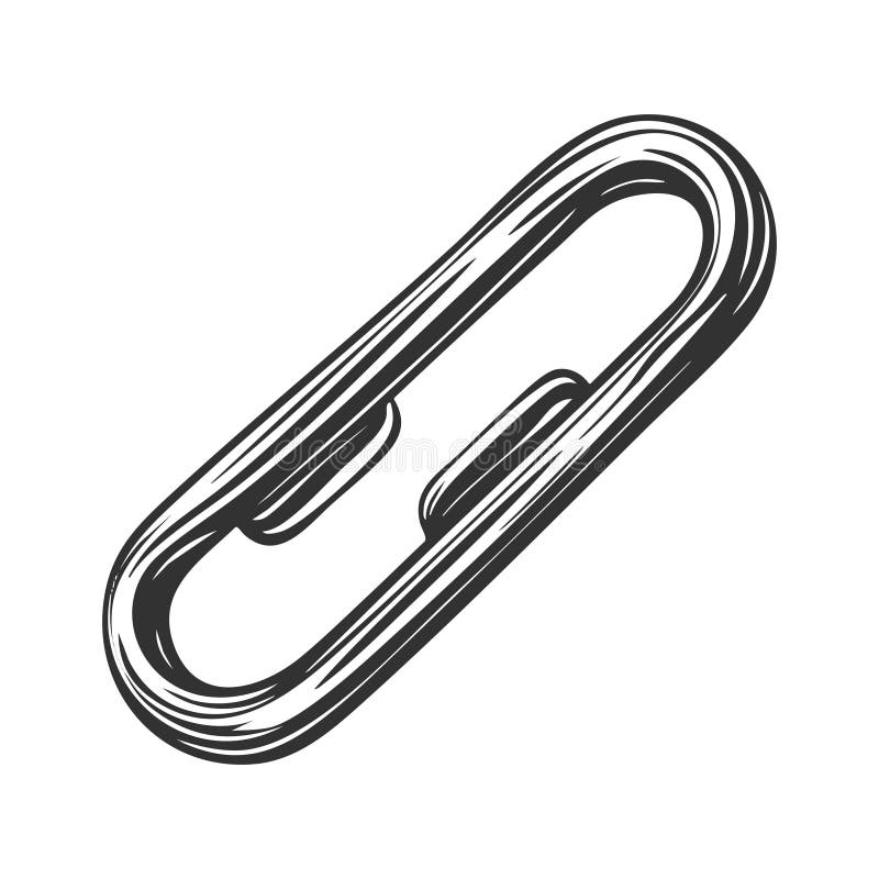 Black and White Illustration of a Paperclip in Outline Style. Stock ...