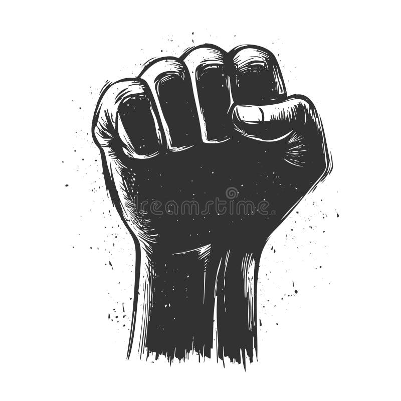 Black and White Illustration of a Raised Fist Symbolizing Power and ...