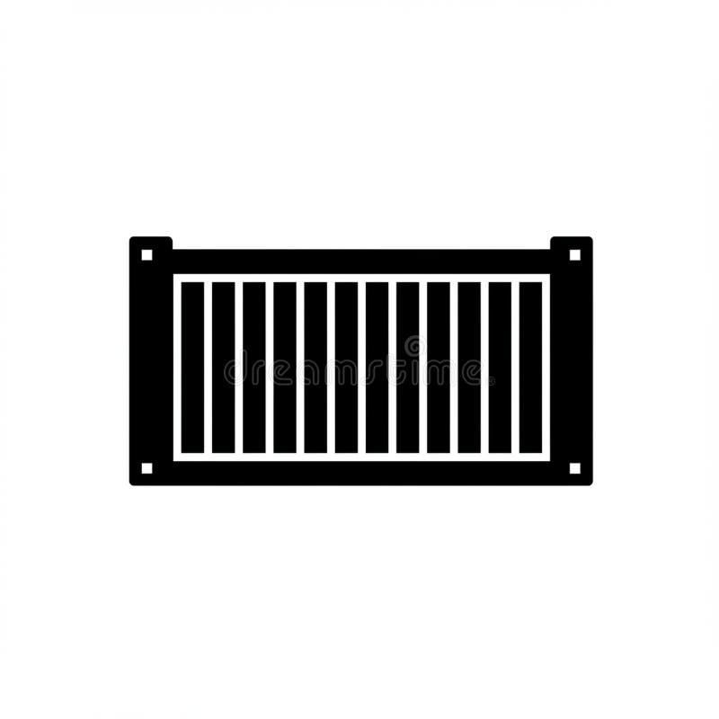 Black and White Illustration of a Rectangular Shipping Container Viewed ...