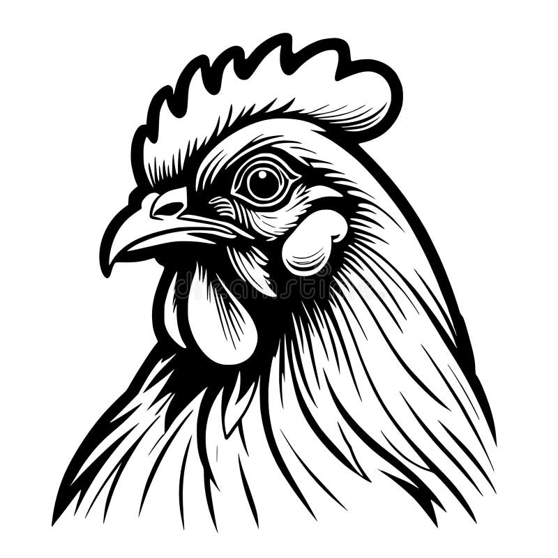 Black and White Illustration of a Rooster Stock Illustration ...