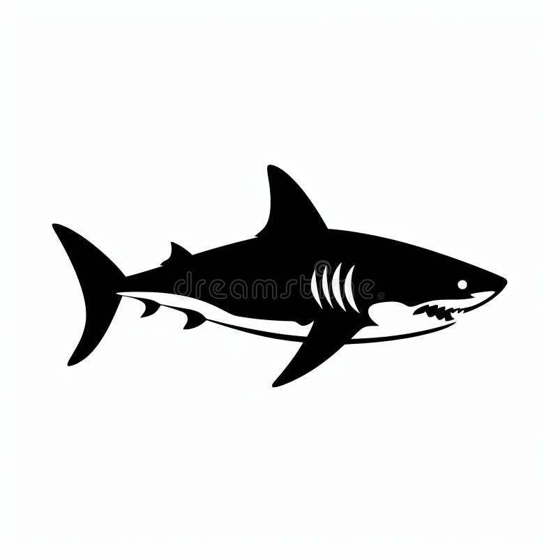 Silhouetted Shark Graphic Design Poster Art in Dark White and Light ...