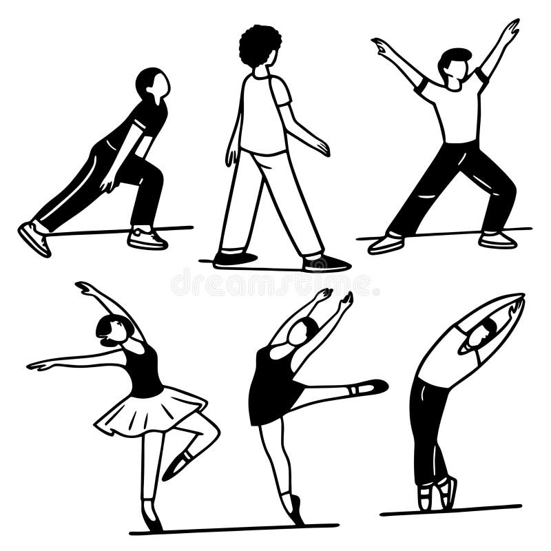 Group of Diverse People Illustrating Various Dance Movements Stock ...