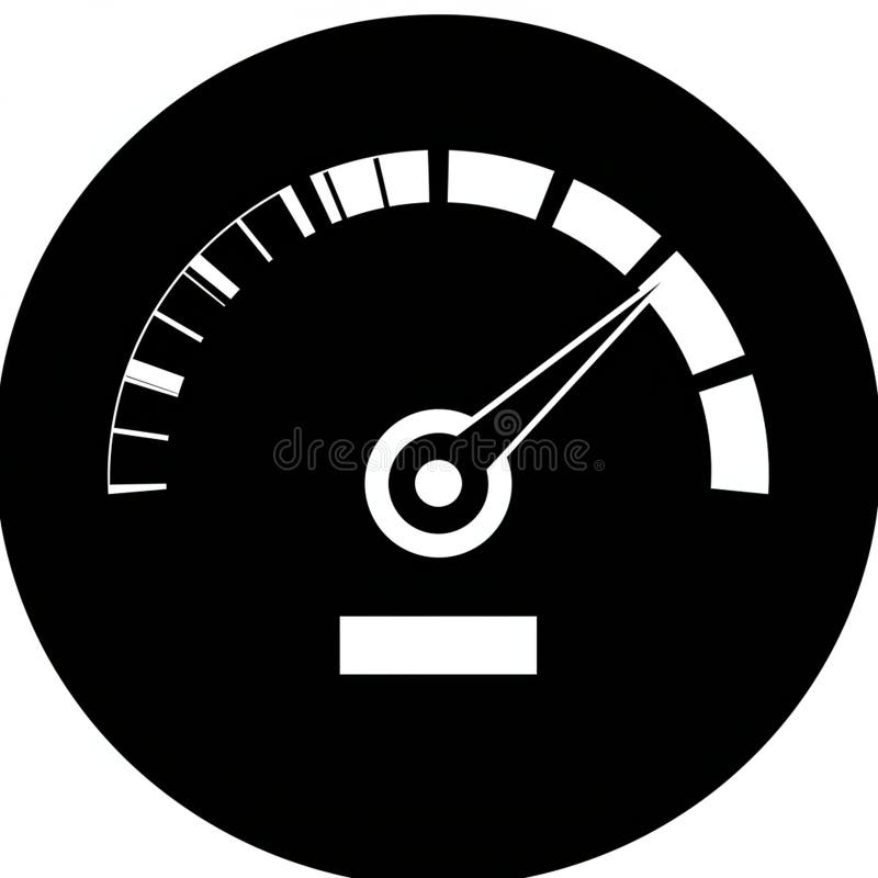 Black and White Illustration of a Speedometer on a Circular Background ...