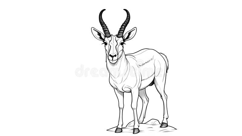 Black and White Illustration of a Springbok Coloring Book Stock ...