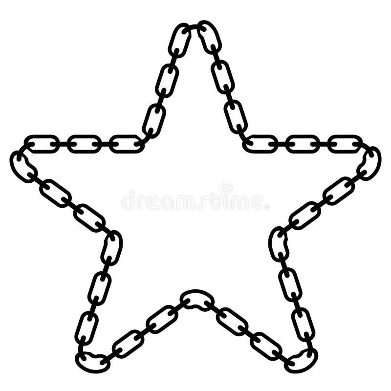 Black and White Illustration of a Star with Chain. Vector Image Stock ...