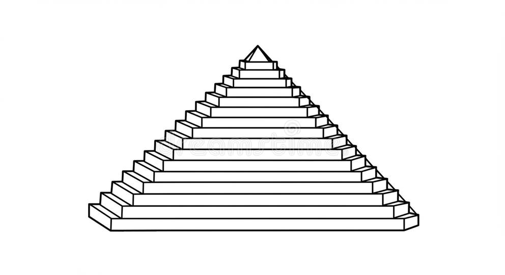 A Black and White Illustration of a Step Pyramid with Multiple Levels ...