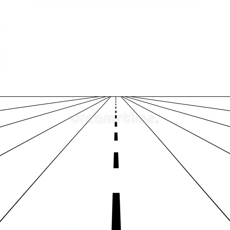 Black and White Illustration of a Straight Road Disappearing into the ...