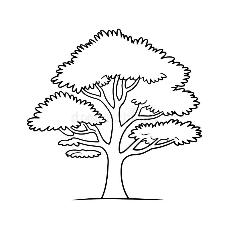 Stylized Deciduous Tree with Branching Trunk and Leafy Canopy Nature ...