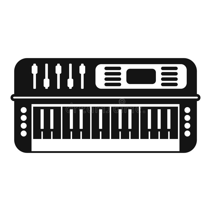 Black and White Illustration of a Synthesizer Keyboard Stock Vector ...
