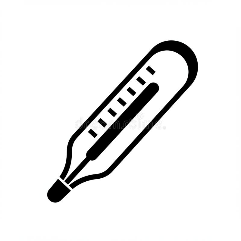 Black and White Illustration of a Thermometer. the Design Features a ...