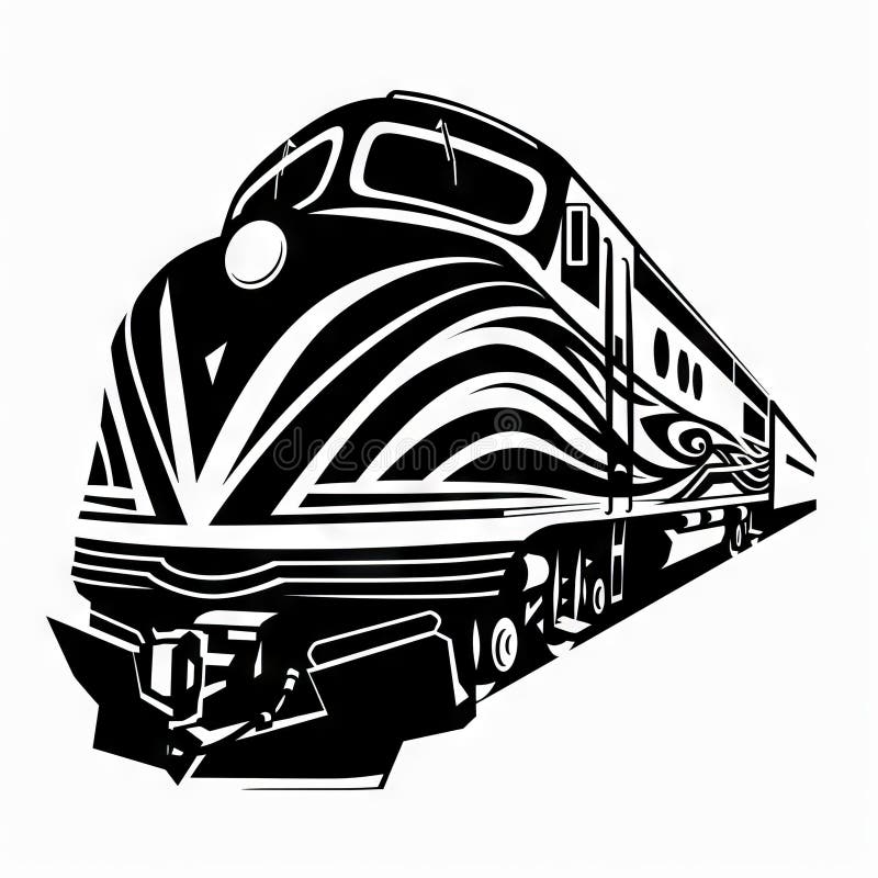 Black and White Illustration of a Train. Stock Illustration ...