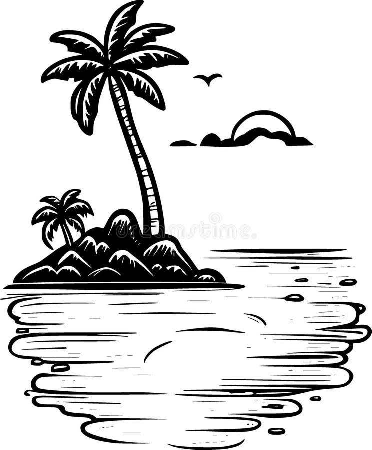 Island Graphic Black White Landscape Sketch Illustration Stock Vector ...