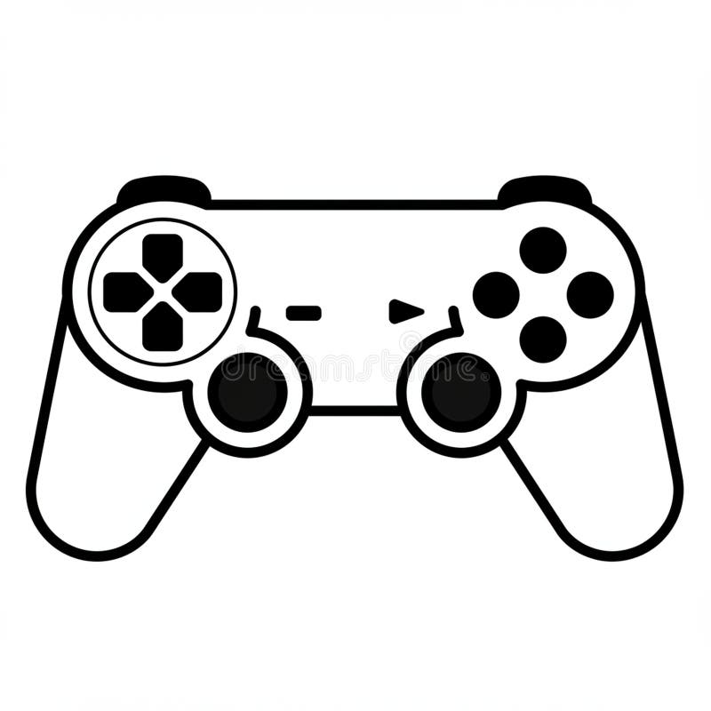 Black and White Illustration of a Video Game Controller. Features ...