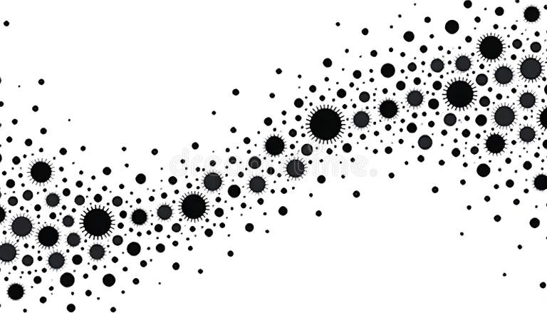 A Black and White Illustration of a Wave Pattern with Various Sized ...