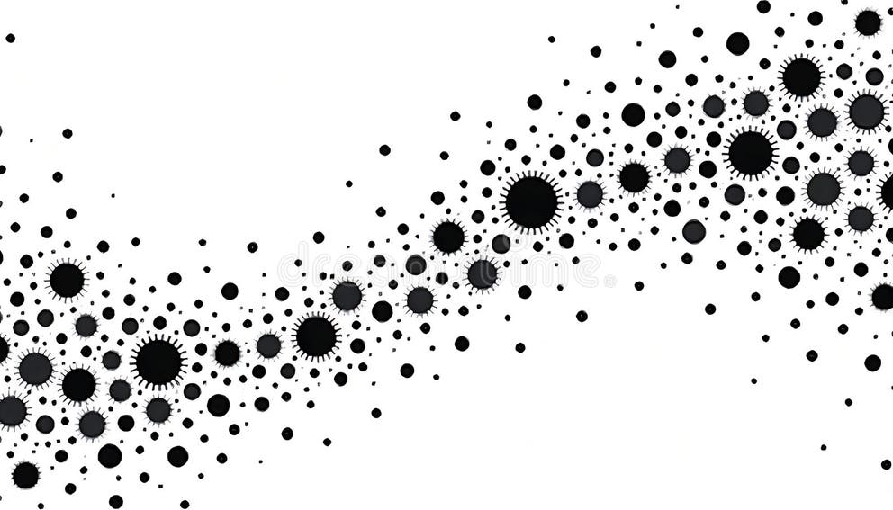 A Black and White Illustration of a Wave Pattern with Various Sized ...