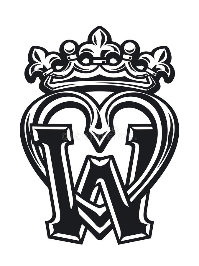 Monogram of Letter C with Heart and Crown Stock Vector - Illustration ...