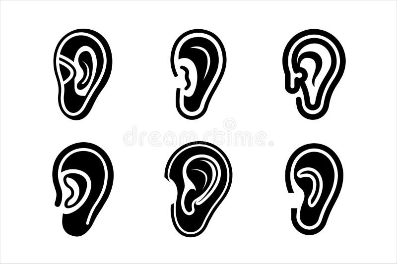 Black and White Illustrations of Human Ears. Stock Vector ...