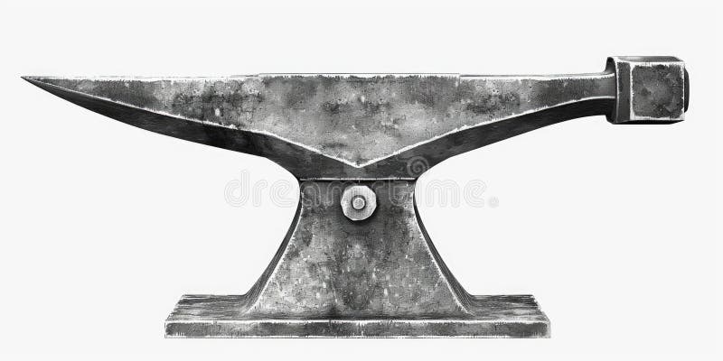 A Black and White Image of an Anvil Stock Image - Image of metalworking ...