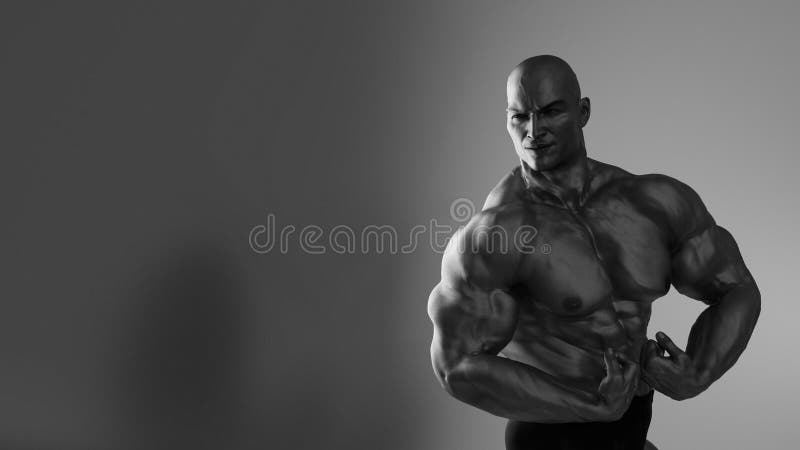 Black and White Image of a Bodybuilder Posing. Stock Illustration ...