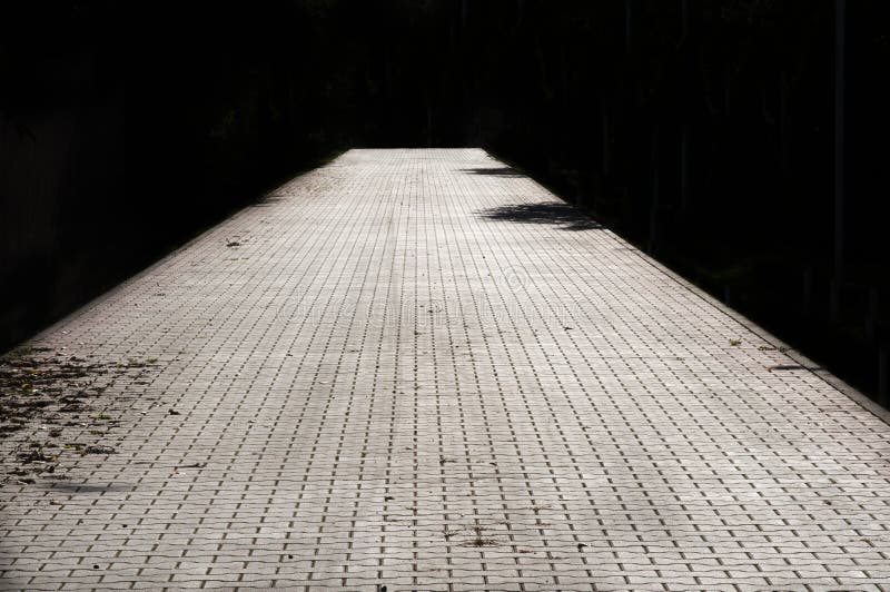 Black and White Image of Brick Path or Sidewalk with Perspective Going ...