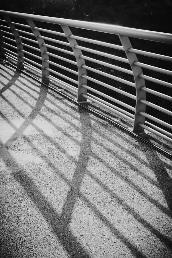 Black and White Image of Bridge Handrails Stock Image - Image of modern ...