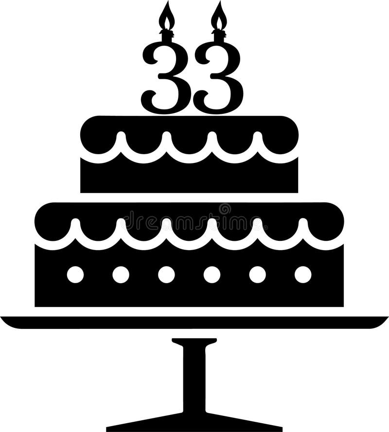 A Black-and-white Image of a Cake with the Number 33 on it. Stock ...