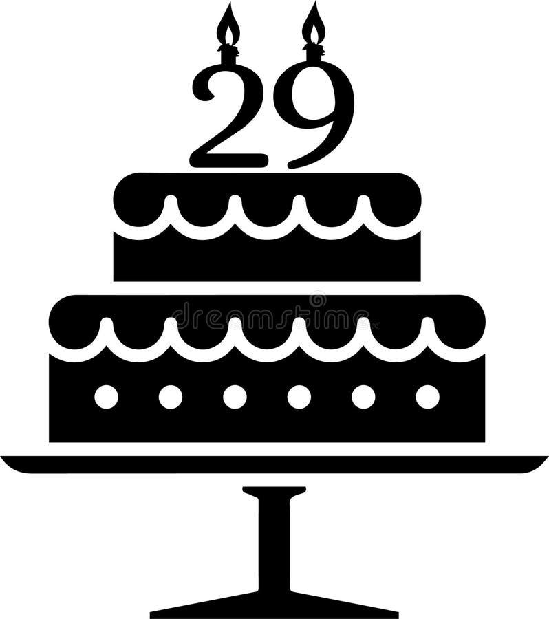 A Black-and-white Image of a Cake with the Number 29 on it. Stock ...