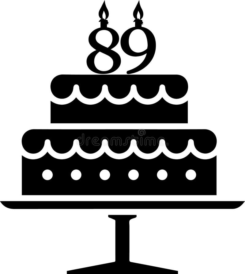 A Black-and-white Image of a Cake with the Number 89 on it. Stock ...