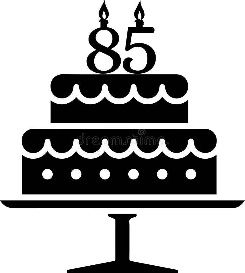 A Black-and-white Image of a Cake with the Number 85 on it. Stock ...