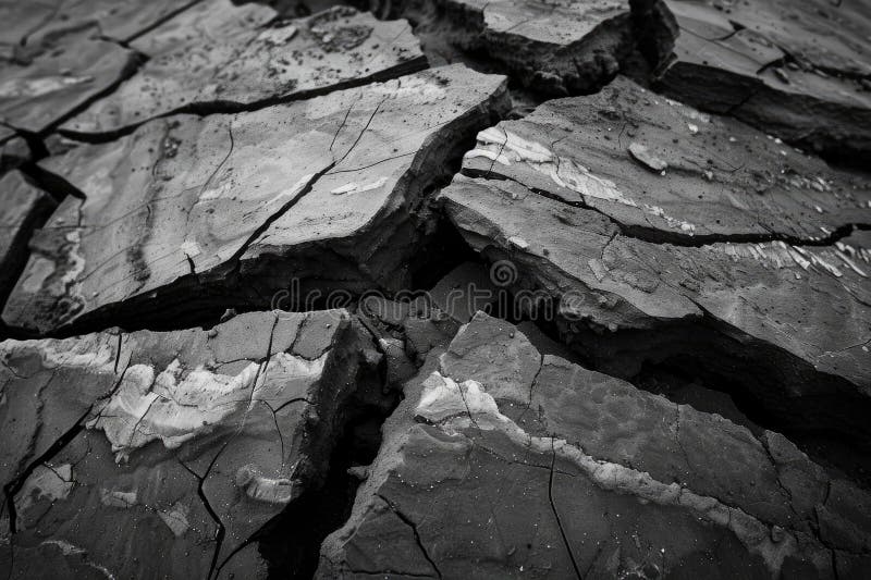Desolate Landscape of Cracked Earth Stock Illustration - Illustration ...