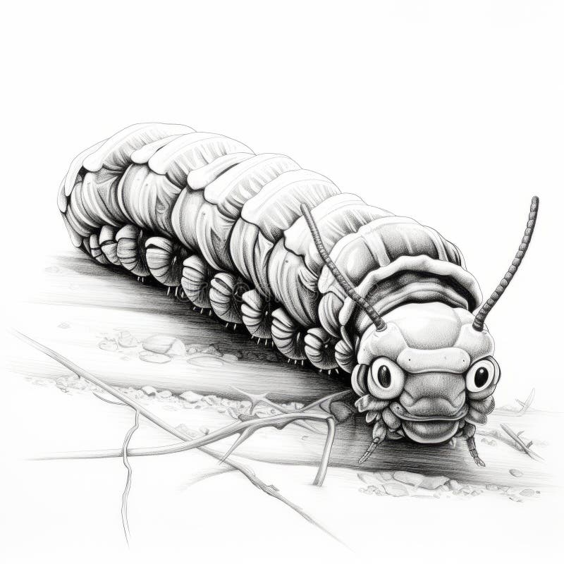 Realistic Perspective: a Comic Art Drawing of a Caterpillar Stock ...