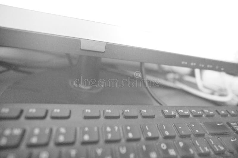 Black and White Image of a Computer Keyboard on the Table Stock Photo ...