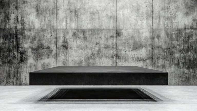 A Black and White Image of a Concrete Wall with a Platform in the ...