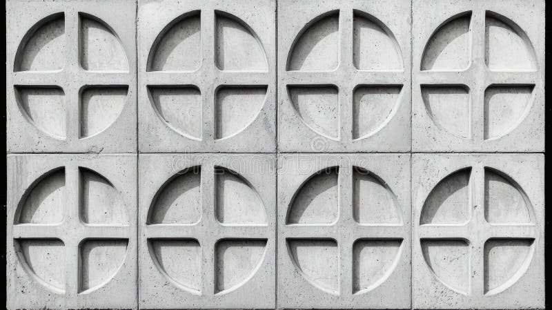 A Black and White Image of a Concrete Wall with a Repeating Pattern of ...