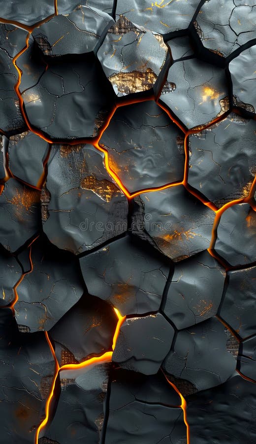 A Black and White Image of Cracked Lava Stock Image - Image of stone ...