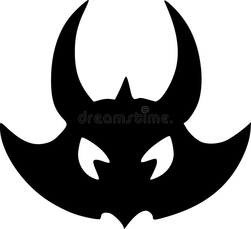 A Black and White Image of a Demon S Head Stock Illustration ...