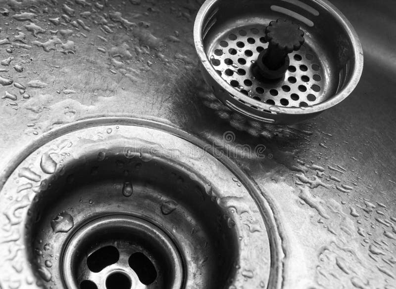 Close Up Of Sink Drain With Water Droplets Stock Image Image Of Home