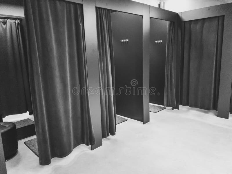 Black and White Image of Dressing Room in Shopping Mall Stock Photo ...